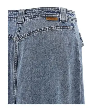 Zimmermann Denim Midi Skirt With Button Front And Belt Loops - Blue