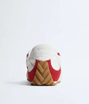 Bottega Veneta Orbit Flash Suede And Nylon Sneakers - Optic White/deep Red