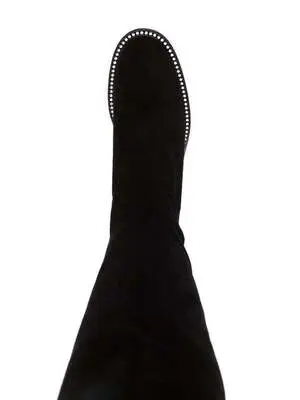 STUART WEITZMAN Suede Knee-length Boots With Laminated Low Heels