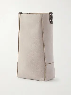 Brunello Cucinelli Embellished Suede Pouch