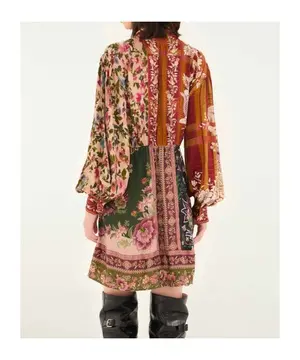 Farm Rio Mixed Print Button-up Mini Dress