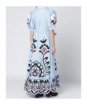 Farm Rio Embroidered V-neck Maxi Dress
