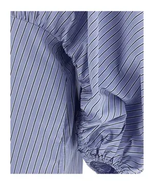 Zimmermann Striped Shirt Dress With Stand-up Collar And Batwing Sleeves
