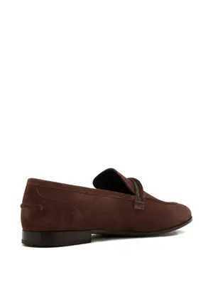 Brunello Cucinelli Suede Beaded Loafers - Red