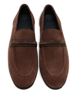 Brunello Cucinelli Suede Beaded Loafers - Red