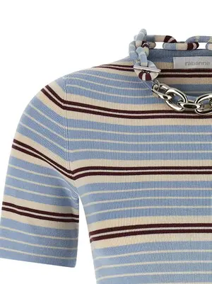 Rabanne Striped T-shirt With Chain Detail