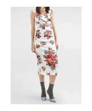 Dolce & Gabbana Floral Print Sleeveless Midi Dress - Multi-color