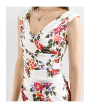 Dolce & Gabbana Floral Print Sleeveless Midi Dress - Multi-color