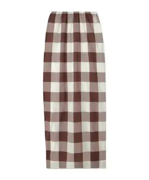 Posse Mira Gingham Cotton-voile Maxi Skirt - Brown