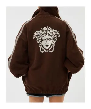 Versace Terry Jacquard Zipped Sweatshirt - Brown
