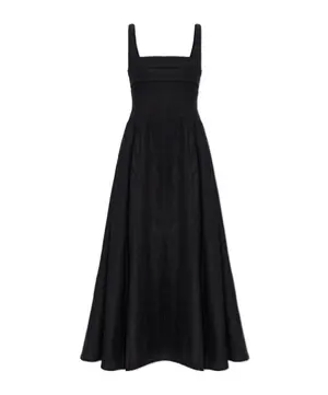 Cult Gaia Square Neck Midi Dress With Wide Straps And A-line Hem - Black