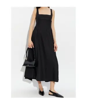 Cult Gaia Square Neck Midi Dress With Wide Straps And A-line Hem - Black