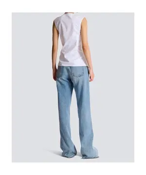 Balmain Draped Front Sleeveless Top - White