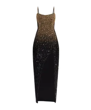 Balmain Sequin Embellished Spaghetti Strap Maxi Dress