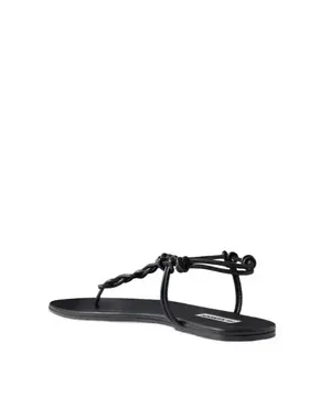 JIL SANDER Braided Leather Sandals - Black