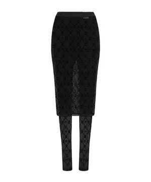 MARINE SERRE Moonogram Mesh Flocked Pant-skirt