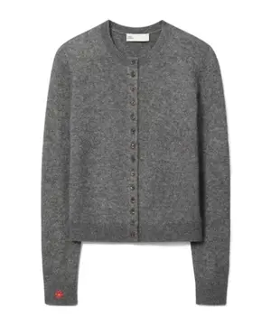 Tory Burch Floral Embroidered Cardigan - Gray