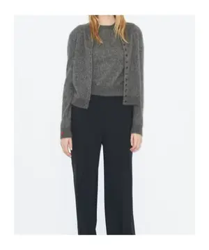 Tory Burch Floral Embroidered Cardigan - Gray
