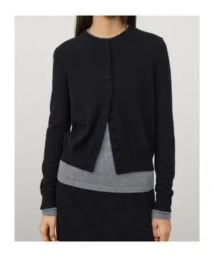 LISA YANG Wilona Crew Neck Cardigan - Black