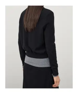 LISA YANG Wilona Crew Neck Cardigan - Black
