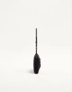 Valentino Garavani Small Embroidered Velvet Shoulder Bag - Black