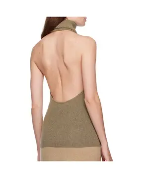 LISA YANG Maddie Turtleneck Halter Top With Open Back