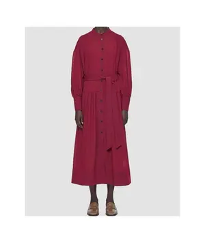 JOSEPH Emma Belted Wool-blend Crepe Midi Dress
