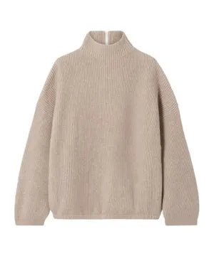 Brunello Cucinelli Ribbed Cashmere Turtleneck Sweater With Bead Embellishments - Brown