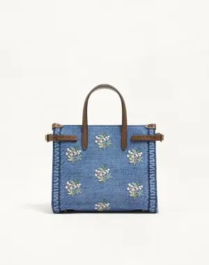 Valentino Garavani Antibes Embroidered Small Shopping Bag - Denim