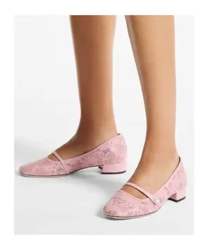 JIMMY CHOO Elisa Perforated Ballerina Pumps - Rose