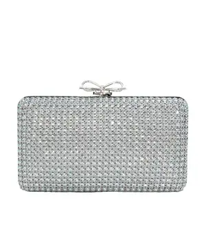 SELF-PORTRAIT Crystal Embellished Clutch Bag - Blue