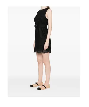 TWINSET Belted Embroidered Lace Dress - Black