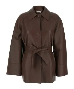 P.a.r.o.s.h Leather Tie-waist Jacket