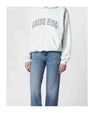 ANINE BING Harvey Logo Hoodie - Spring Mint