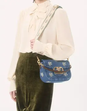 Valentino Garavani Alltime Medium Shoulder Bag - Denim