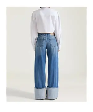 Givenchy Wide-leg Cuffed Jeans - Medium Blue