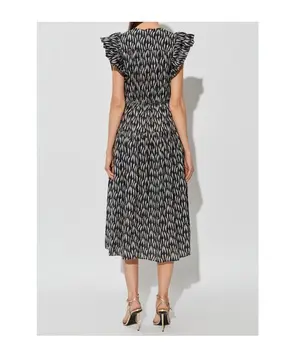 Ulla Johnson Kairi Ruffled Print Midi Dress - Black