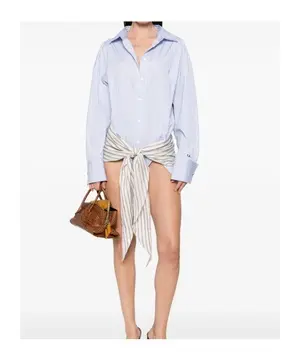 Attico Striped Mini Shirt Dress - Blue