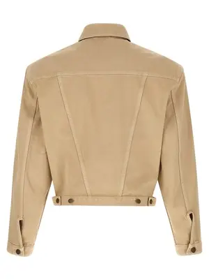 ENTIRE STUDIOS Shrunken Denim Jacket With Padded Shoulders - Beige