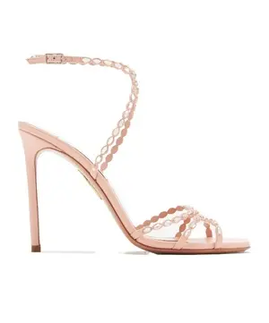 AQUAZZURA Embellished Stiletto Heeled Sandals - Nude