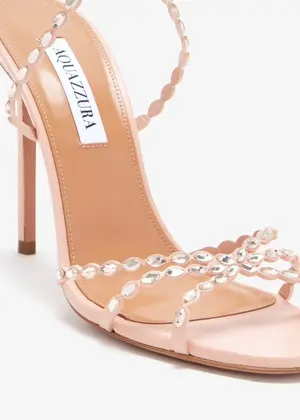 AQUAZZURA Embellished Stiletto Heeled Sandals - Nude
