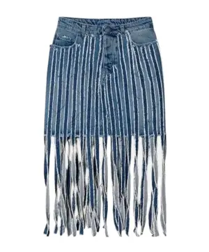 TWINSET Embellished Denim Skirt - No