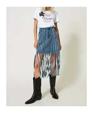 TWINSET Embellished Denim Skirt