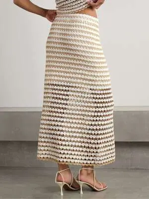 Zimmermann Striped Crochet Midi Skirt