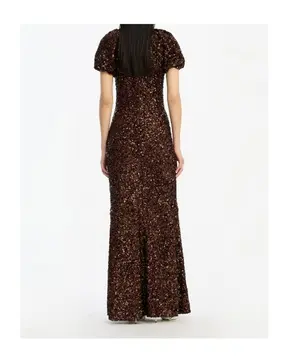 ROTATE BY BIRGER CHRISTENSEN Sequined V-neck Maxi Dress