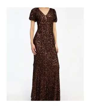 ROTATE BY BIRGER CHRISTENSEN Sequined V-neck Maxi Dress