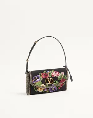 Valentino Garavani Embroidered Shoulder Bag - Black/multicolor