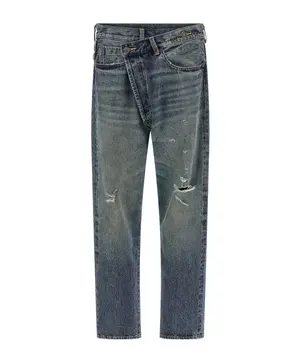 R13 Distressed Crossover Jeans - Blue