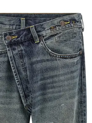 R13 Distressed Crossover Jeans - Blue