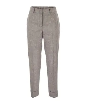 Peserico Straight-leg Cuffed Pants - Gray